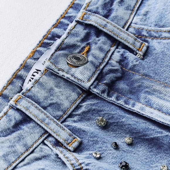 Zara | Jeans | Nwt High Waist Washed Effect Jeans W Jewel Appliqus ...